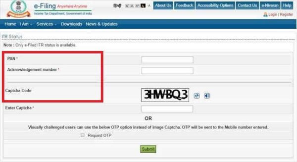 How to check ITR status through acknowledgement number and credentials